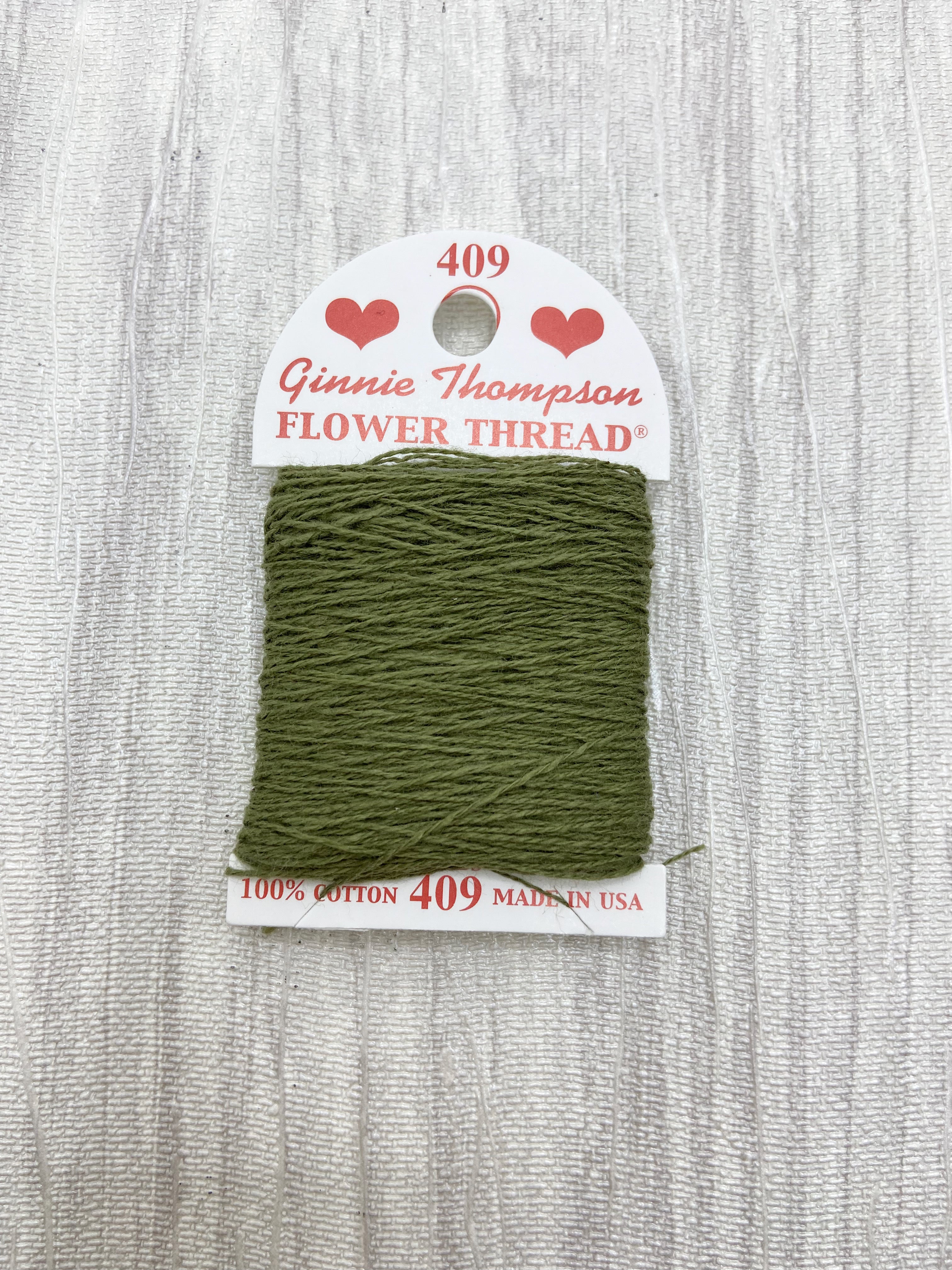 Ginnie Thompson Flower Thread (409) Dark Olive – Seed Stitch Studio